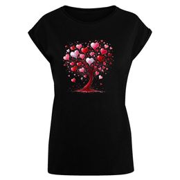 F4NT4STIC Extended Shoulder T-Shirt Herz Baum Aquarell Druck in schwarz | Gr.: 4XL