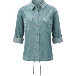 CR&Eacute;ATION L Damen Langarm-Bluse aus Cord jade Gr&ouml;&szlig;e 36
