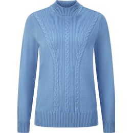 Damen Pullover mit Zopfmuster himmelblau, Gr&ouml;&szlig;e 48