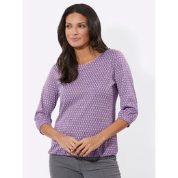 3/4-Arm-Shirt Classic Basics "3/4-Arm-Shirt", Damen, Gr. 38, lila (flieder, aubergine, bedruckt), 100% Baumwolle, bedruckt, gemustert, mehrfarbig, Rundhals, Shirts