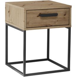 Nachtkommode Schlafkontor "Suna Kommode, Nachttisch, Nachtschrank", braun (artisan eiche), B:40cm H:52cm T:38,5cm, Melamin, Sideboards, auf Metallgestell