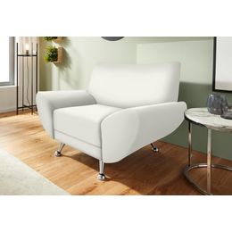Sessel Inosign "Saltare elegant und komfortabel, toller Designfuß", weiß (altweiß), B:112cm H:83cm T:82cm, Luxus-Microfaser ALCAZAR (100% Polyester);Feinstruktur (100% Polyester);Kunstleder SOFTLUX, Sessel