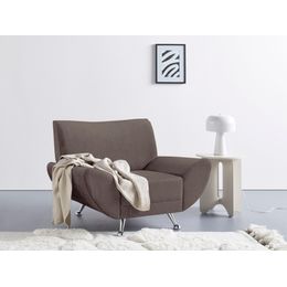 Sessel Inosign "Saltare elegant und komfortabel, toller Designfuß", grau (anthrazit), B:112cm H:83cm T:82cm, Luxus-Microfaser ALCAZAR (100% Polyester);Feinstruktur (100% Polyester);Kunstleder SOFTLUX, Sessel