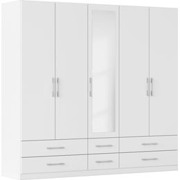 Kleiderschrank Rauch "Schrank Garderobe Wäscheschrank HERSBRUCK in 2 Breiten", weiß (alpinweiß), B:226cm H:210cm T:54cm, Holzwerkstoff, Schränke, mit 6 großzügigen Schubladen sowie Spiegeltüren MADE IN GERMANY