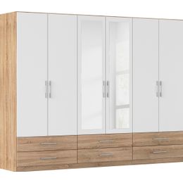 Kleiderschrank Rauch "Schrank Garderobe Wäscheschrank HERSBRUCK in 2 Breiten", weiß (eiche sonoma, alpinweiß), B:271cm H:210cm T:54cm, Holzwerkstoff, Schränke, mit 6 großzügigen Schubladen sowie Spiegeltüren MADE IN GERMANY