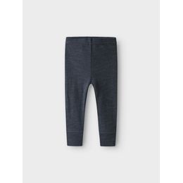 Leggings name it "NBNWAX WOOL RIB LEGGING NOOS", Baby, Gr. 50, N-Gr, blau (ombre blau), Strick, Obermaterial: 100% Wolle, unifarben, slim fit knöchellang, Hosen