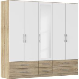 Kleiderschrank Rauch "Schrank Garderobe Wäscheschrank HERSBRUCK in 2 Breiten", weiß (eiche sonoma, alpinweiß), B:226cm H:210cm T:54cm, Holzwerkstoff, Schränke, mit 6 großzügigen Schubladen sowie Spiegeltüren MADE IN GERMANY