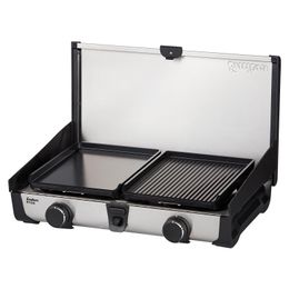 Gaskocher Enders "Ryda 2Z GP", schwarz (silberfarben, schwarz), B:32cm H:9,5cm L:52cm, Edelstahl, Kunststoff, Gaskocher, Campingkocher mit 2 leistungsstarken Brennern