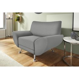 Sessel Inosign "Saltare elegant und komfortabel, toller Designfuß", grau, B:112cm H:78cm T:82cm, Luxus-Microfaser ALCAZAR (100% Polyester);Feinstruktur (100% Polyester);Kunstleder SOFTLUX, Sessel