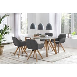 Essgruppe Salesfever "Växjö - Elegant gestaltete Sitzgruppe", grau (grau,), Sitzmöbel-Sets, bestehend aus 4 modernen Polsterstühlen und einem 180 cm breiten Tisch