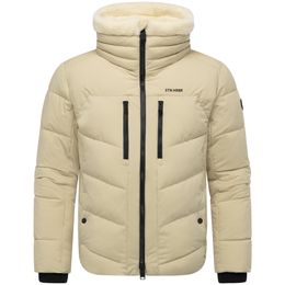 Steppjacke STONE HARBOUR "Ansello XX", Herren, Gr. L (52), sand, Obermaterial: 100% Polyester, Innenfutter: 100% Polyester, Wattierung: 100% Polyester, Ärmelfutter: 100% Polyester, gerade hüftbedeckend, hoch geschlossener Ausschnitt, Ärmel ohne Ärmelschlitz Bündchen, Jacken, Gesteppte Herrenjacke mit Teddy-Kunstfell-Kragen