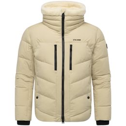 Steppjacke STONE HARBOUR "Ansello XX", Herren, Gr. L (52), sand, Obermaterial: 100% Polyester, Innenfutter: 100% Polyester, Wattierung: 100% Polyester, Ärmelfutter: 100% Polyester, gerade hüftbedeckend, hoch geschlossener Ausschnitt, Ärmel ohne Ärmelschlitz Bündchen, Jacken, Gesteppte Herrenjacke mit Teddy-Kunstfell-Kragen