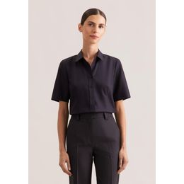 Hemdbluse Seidensticker, Damen, Gr. XS(34), schwarz, 100% Baumwolle, unifarben, regular fit, ohne Ausschnitt, ohne Bündchen, Blusen, 1/2 Kragen Uni