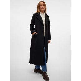Véro Moda Langmantel VERO MODA "VMFORTUNEAYA XTRA LONG COAT GA BOO", Damen, Gr. L, schwarz, Web, Obermaterial: 100% Polyester, unifarben, regular fit ca. Mitte Wade, V-Ausschnitt, Mäntel