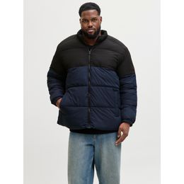 Jack & Jones PlusSize Steppjacke "JJMAZE PUFFER COLLAR PLS", Herren, Gr. 5XL, sky captain detail:schwarz blocking, Web, Obermaterial: 100% Polyester, JACK & JONES PLUSSIZE, colorblocking, regular fit, Jacken