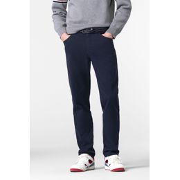Chinos MEYER "DUBLIN", Herren, Gr. 27, Normalgr&ouml;&szlig;en, blau (dunkelblau), 60% Baumwolle, 38% Polyester, 2% Elasthan, unifarben, regular fit lang, Hosen, aus warmem Winter-Twill