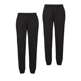 Jogginghose Fruit of the Loom, Herren, Gr. S, N-Gr, schwarz, Sweatware, Obermaterial: 80% Baumwolle, 20% Polyester, unifarben, lang, Hosen, im Baumwoll-Mix, 2-er Pack