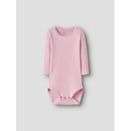 Langarmbody name it "NBFKAB LS BODY NOOS", Baby, Gr. 50, N-Gr, sweet dreams detail:melange, Jersey, Obermaterial: 57% Baumwolle, 38% Modal, 5% Elasthan, meliert, unifarben, normal, Rundhals, Bodys