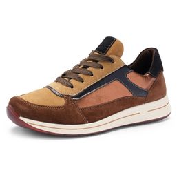 Sneaker Ara "OSAKA", Damen, Gr. 7,5 (41), schwarz (dunkelbraun, beige, schwarz), Glattleder, Veloursleder, Schuhe, Schnürschuh, Komfortschuh in Schuhweite H (= sehr weit)