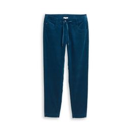 Tom Tailor Damen Tapered Relaxed Cordhose, blau, Uni, Gr. 38/28