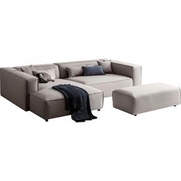 LeGer Home by Lena Gercke Ecksofa »PIARA XXL, L-Form, Schlaffunktion, Cord, Leinenoptik o. Strukturstoff« Hocker stellbar zum Schlafsofa...