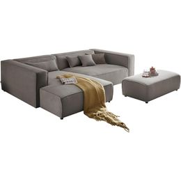LeGer Home by Lena Gercke Ecksofa »PIARA XXL, L-Form, Schlaffunktion, Cord, Leinenoptik o. Strukturstoff« Hocker stellbar zum Schlafsofa...