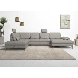 Places of Style Wohnlandschaft »Costello U-Form, B: 363 cm mit Sitztiefen-, Armteilverstellung &« 3 Nierenkissen, optional Bettfunktion &...