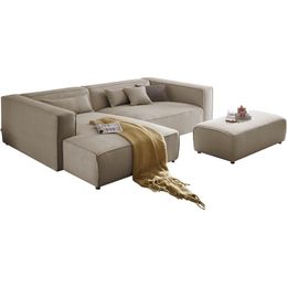 LeGer Home by Lena Gercke Ecksofa »PIARA XXL, L-Form, Schlaffunktion, Cord, Leinenoptik o. Strukturstoff« Hocker stellbar zum Schlafsofa...