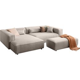 LeGer Home by Lena Gercke Ecksofa »PIARA XXL, L-Form, Schlaffunktion, Cord, Leinenoptik o. Strukturstoff« Hocker stellbar zum Schlafsofa...
