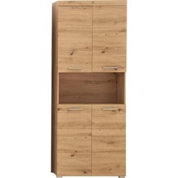 Welltime Hochschrank »Avena« Badschrank 4-türig mit o. Fach und 4 Einlegeböden - B/T/H 73/31/190 cm asteichefarben