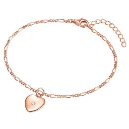 Lulu & Jane LULU & JANE Armband »LJ397« Sterling Silber roségold + weiß none Figaroarmband mit Herz-Anhänger