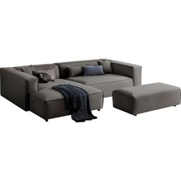 LeGer Home by Lena Gercke Ecksofa »PIARA XXL, L-Form, Schlaffunktion, Cord, Leinenoptik o. Strukturstoff« Hocker stellbar zum Schlafsofa...