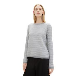 Tom Tailor Rundhalspullover mit Strukturmuster grey offwhite structure L (40) L (40) Langarm Pullover von Tom Tailor