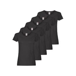Fruit of the Loom Rundhalsshirt Packung, 5 Stk. tlg. original T. LADY-FIT im 5er Pack Black M M Shirt 5er Pack für Damen von Fruit of the Loom