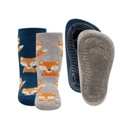 Ewers Stoppersocken Fuchs 2er Pack Jungen Gr&ouml;&szlig;e 21/22 greige / dunkelorange / schwarz / wei&szlig;