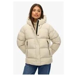 Superdry f&uuml;r Damen. W5012004A Kapuzenjacke 5 Baffle Sports Puffer beige (L), L&auml;ssig, Polyester