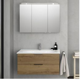 Steinkamp Living 2.0 / GROHE Essence Badmöbel Set 100 cm mit Spiegelschrank