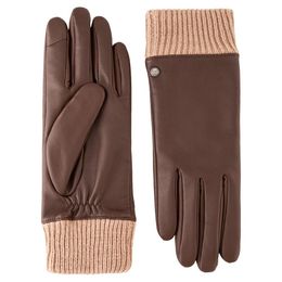 Roeckl Lederhandschuhe 'BRESLAU' Damen Größe M/L beige / dunkelbraun