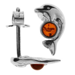Paar Ohrstecker OSTSEE-SCHMUCK "OSTSEE-SCHMUCK Ohrstecker Delphin Ohrstecker Delphin", wei&szlig;, Ohrringe, Damen, 11 x 6mm, Silber 925 (Sterlingsilber)