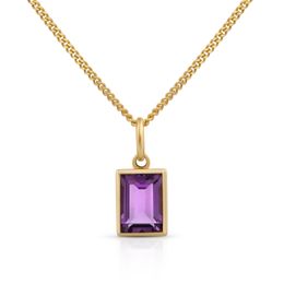 Kette mit Anhänger OROLINO "585 Gold mit echtem Amethyst 42/45cm lang", gelb, Halsketten, Damen, 42/45cm, Gold, L: 45 B: 6mm, glänzend, B:6mm