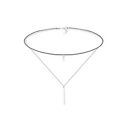 Collier Elli "Choker Layer Anhänger Dreieck 925 Sterling Silber", silber, Halsketten, Damen, 36, ohne Stein, Silber 925 (Sterlingsilber), L: 36