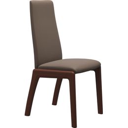 Polsterstuhl stressless "Laurel", braun (mole batick, walnuss), B:57cm H:92cm T:59cm, Leder BATICK: BATICK ist ein leicht korrigiertes, durchgefärbtes und genarbtes Möbelleder, bei dem die meisten Unebenheiten und Spuren in der Regel entfernt wurden., Stühle, Low Back, Größe L, mit abgerundeten Beinen in Walnuss