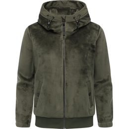 Fleecejacke Ragwear "Cousy Short Bonded", Damen, Gr. M (38), olivgrün, Obermaterial: 91% Polyester, 9% Elasthan, Innenfutter: 94% Polyester, 6% Elasthan, gerade hüftbedeckend, hoch geschlossener Ausschnitt, Ärmel ohne Ärmelschlitz elastischer Bund mit innenliegendem Gummizug, Jacken, Übergangsjacke mit kuscheligem Teddyfell-Innenfutter
