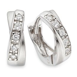 Paar Creolen Bruno Banani "Schmuck, Geschenk, Silbercreolen", silberfarben, kristallweiß, kristallweiß, Ohrringe, Damen, 12mm, Silber 925 (Sterlingsilber), mit Zirkonia (synth.)