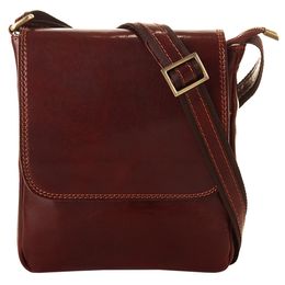 Pike Umhängetasche PIKÉ, Damen, Gr. B/H/T: 23cm x 21cm x 4cm onesize, braun, Leder, beschichtet, glänzend, Taschen, echt Leder, Made in Italy