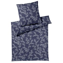 Bettwäsche Elegante "Cherry Blossom", denim, blau, B/L: 155cm x 220cm, 1 Stk., 1 Stk., Interlock-Jersey, B/L: 80cm x 80cm, 2 Stk., Interlock-Jersey, Obermaterial: 100% Baumwolle, Bettwäsche, angenehmes Hautgefühl