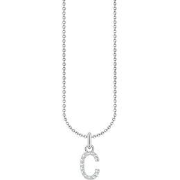 Kette mit Anhänger Thomas Sabo "Buchstabe, KE2240 - KE2265-051-14-L45V, KE2240 - KE2265-414-14-L45V" Gr. 45, bunt (silberfarben, weiß), Halsketten, Damen, 45, C, Silber 925 (recycelt), mit Zirkonia (synth.)