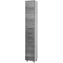 Hochschrank Welltime "Trento, verschiedene Ausführungen und Farben", silber (eiche rauchsilber), B:30cm H:180cm T:27cm, MDF, Schränke, Badmöbel, Seitenschrank Breite 30 cm, viel Stauraum, Made in Germany