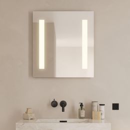 Badspiegel Loevschall "Römö Quadratisch, Spiegel mit LED Beleuchtung, Lichtspiegel", silber (silberfarben), Spiegel, B/H/T: 60cm x 65cm x 3,5cm, Spiegelglas, Verstellbarer Badezimmerspiegel mit Beleuchtung, Dänisches Design, B:60cm H:65cm T:3,5cm
