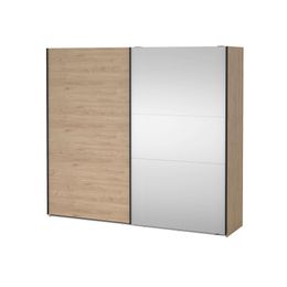 Schwebetürenschrank Home Affaire "Como, Kleiderschrank, Schlafzimmerschrank", jackson hickory, spiegel, B:244cm H:221cm T:66,6cm, FSC-zertifizierter Holzwerkstoff, Schränke, 1 Schwebetür, 1 Spiegelschiebetür, Kleiderstange, Einlegeboden